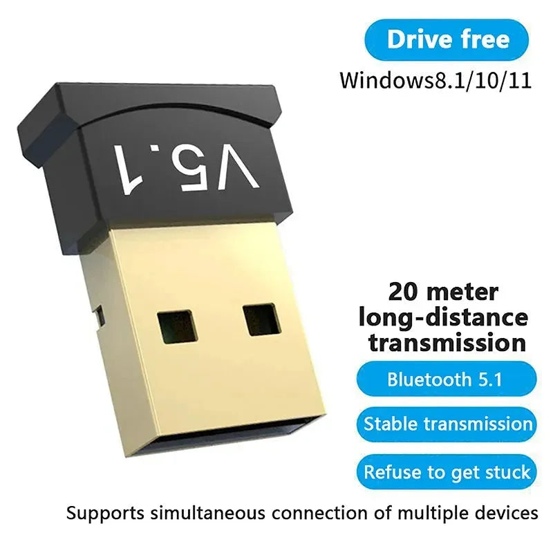 Bluetooth V5.0 Wireless USB Mini Dongle Adapter Universal Laptop PC ...