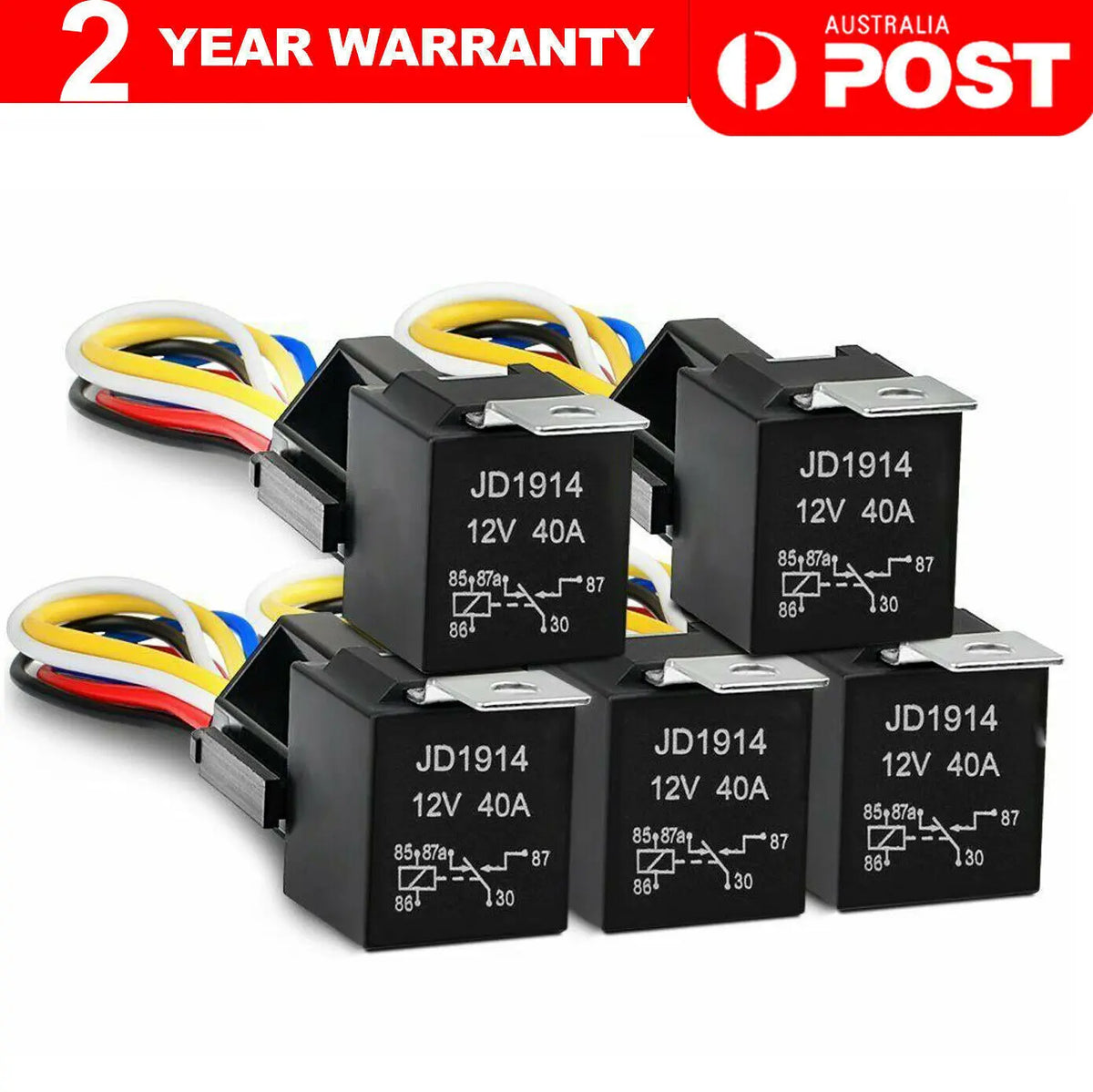 Automotive Relay 12V 5Pin 40A Car SPDT 5 Wires with Harness Socket ...