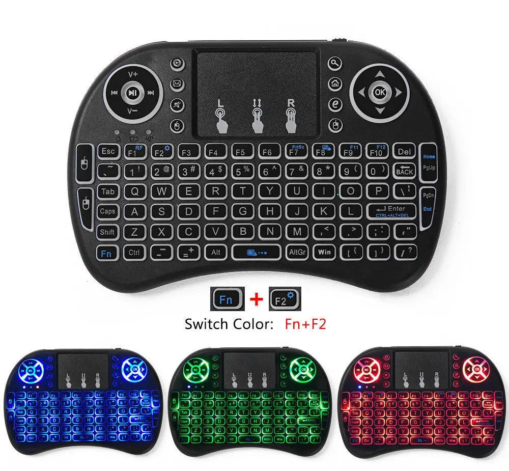Mini Wireless QWERTY Keyboard Touchpad Remote With RGB Backlit 2.4GHz ...